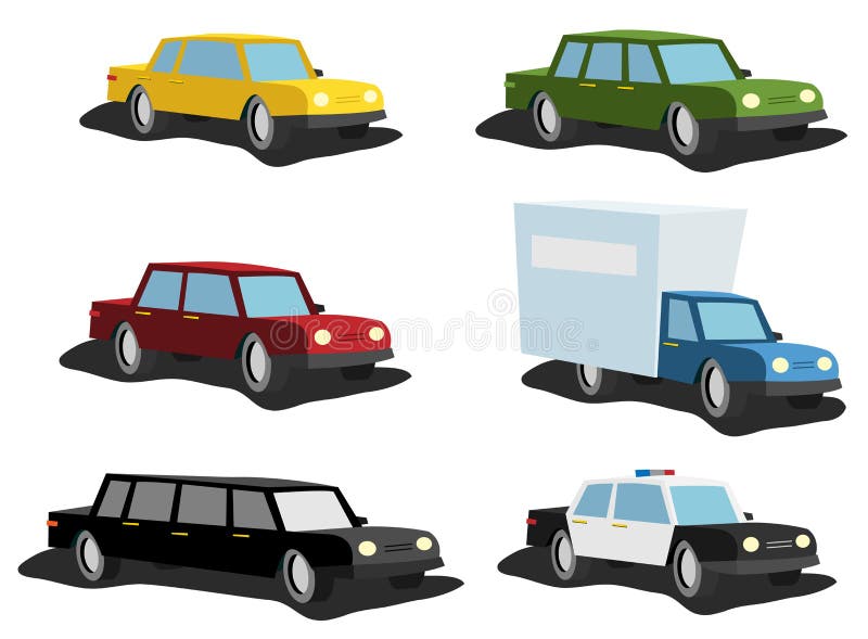 Set of cartoon cars stock vector. Illustration of shipping - 20744694