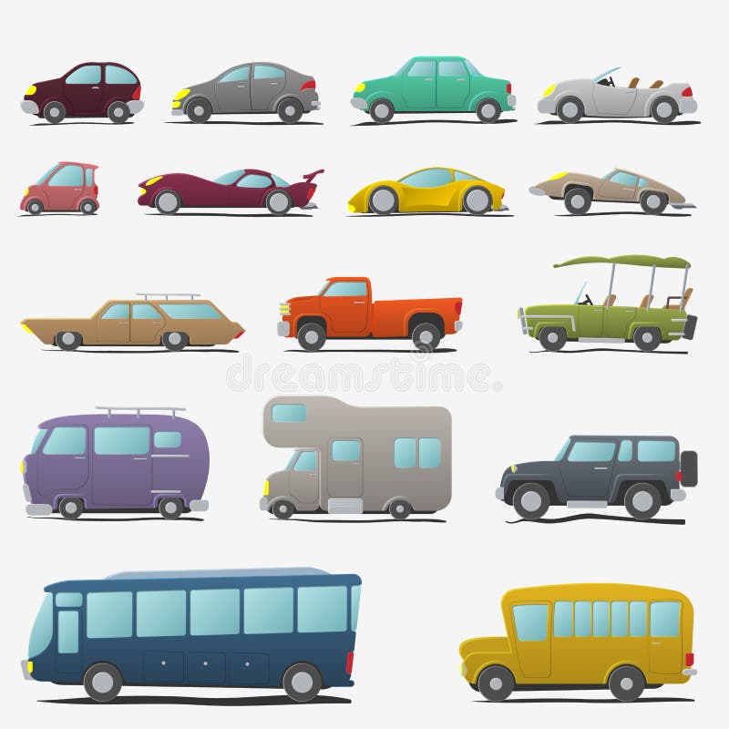 Set of cartoon cars stock vector. Illustration of shine - 20744694