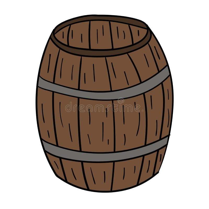 Cartoon Doodle Linear Barrel Isolated on White Background. Stock Vector ...