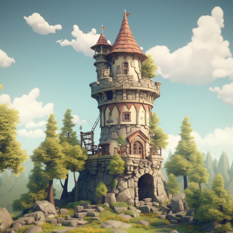 A Cartoon Castle with Many Balloons on it Stock Image - Image of palace ...