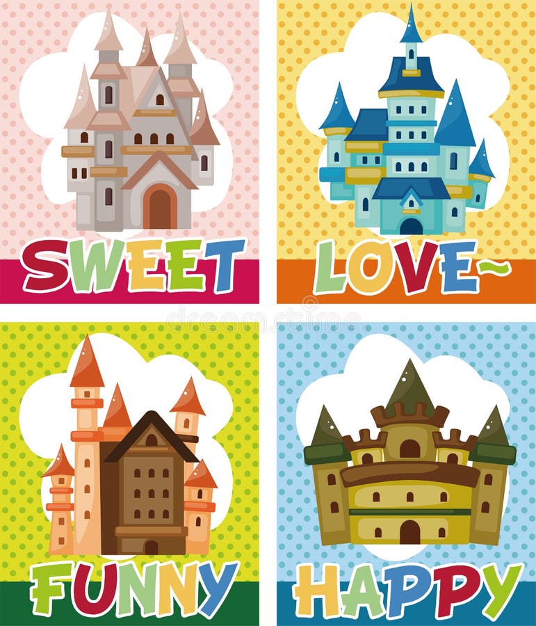 Cartoon castle card stock vector. Illustration of adorable - 22308489