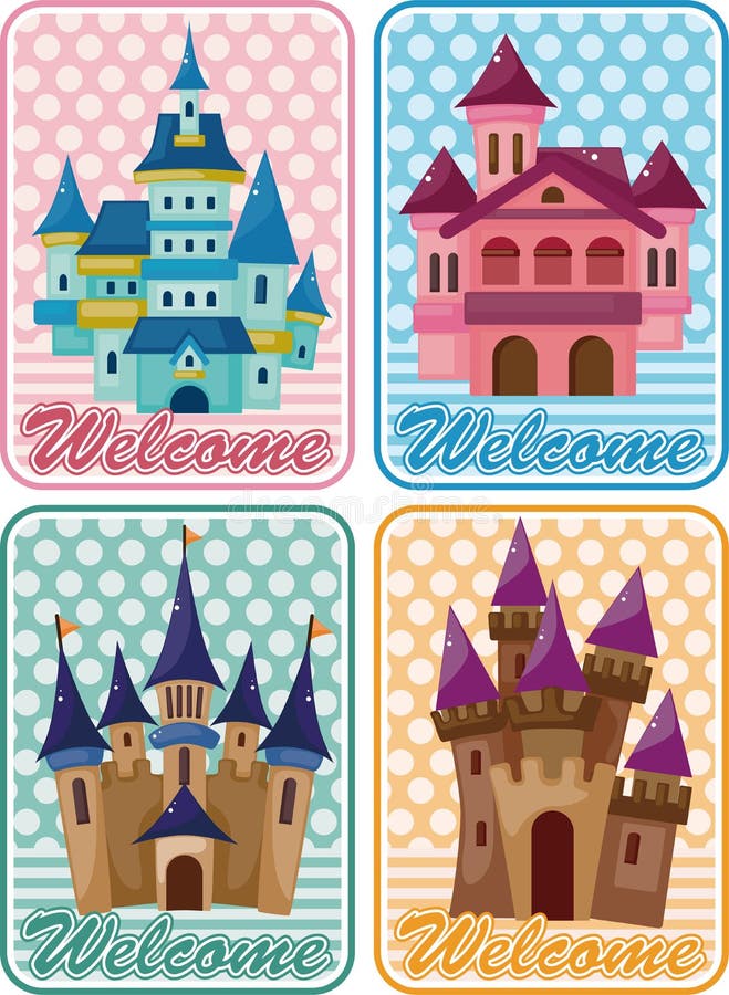 Cartoon castle card stock vector. Illustration of adorable - 22308492