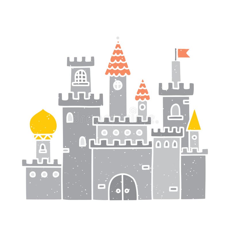 Cartoon Castle Isolated Vector Grey Stock Vector - Illustration of tale ...