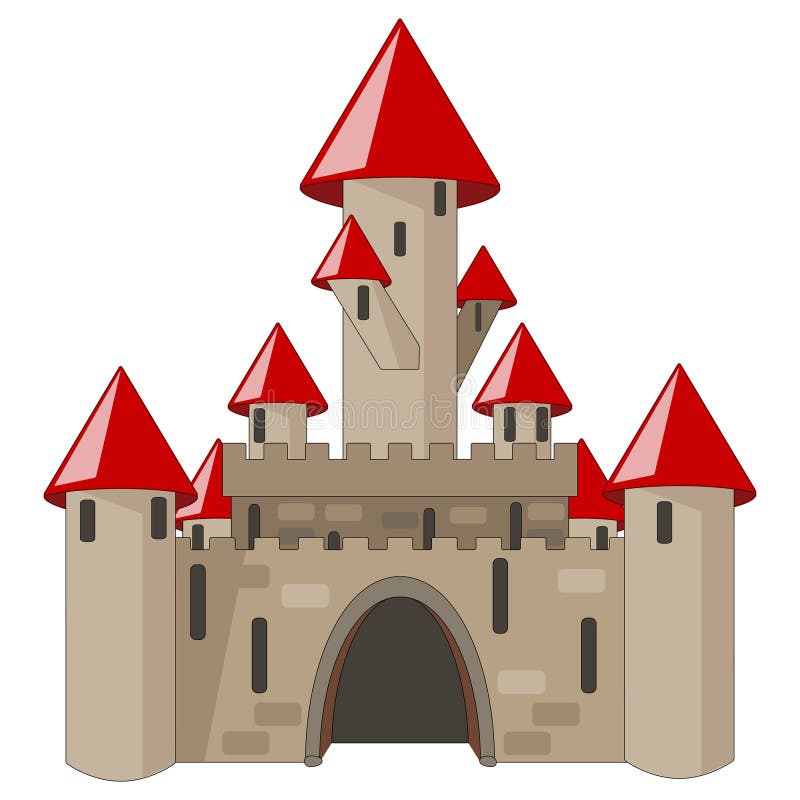 Cartoon Castle Isolated on White Stock Vector - Illustration of window ...