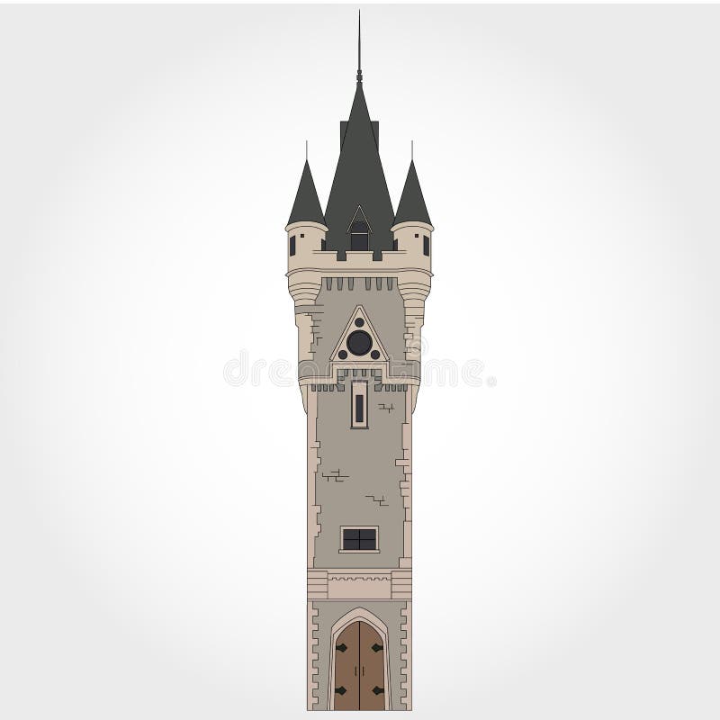 Cartoon castle tower stock vector. Illustration of element - 69073588