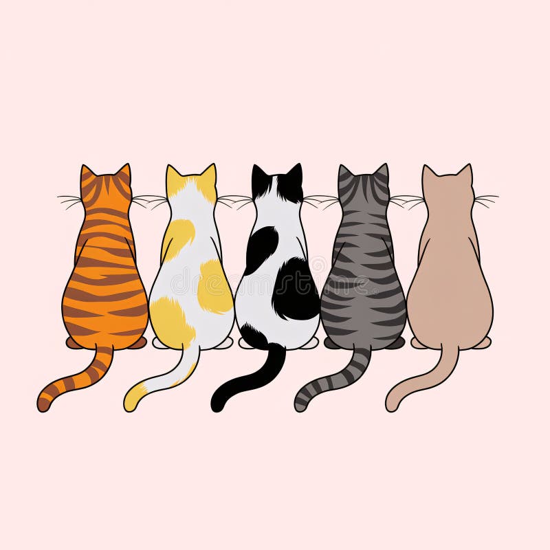Cartoon cat back side stock illustration. Illustration of poster ...