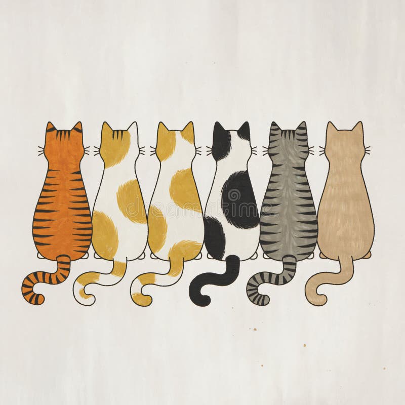 Cartoon cat back side stock illustration. Illustration of people ...