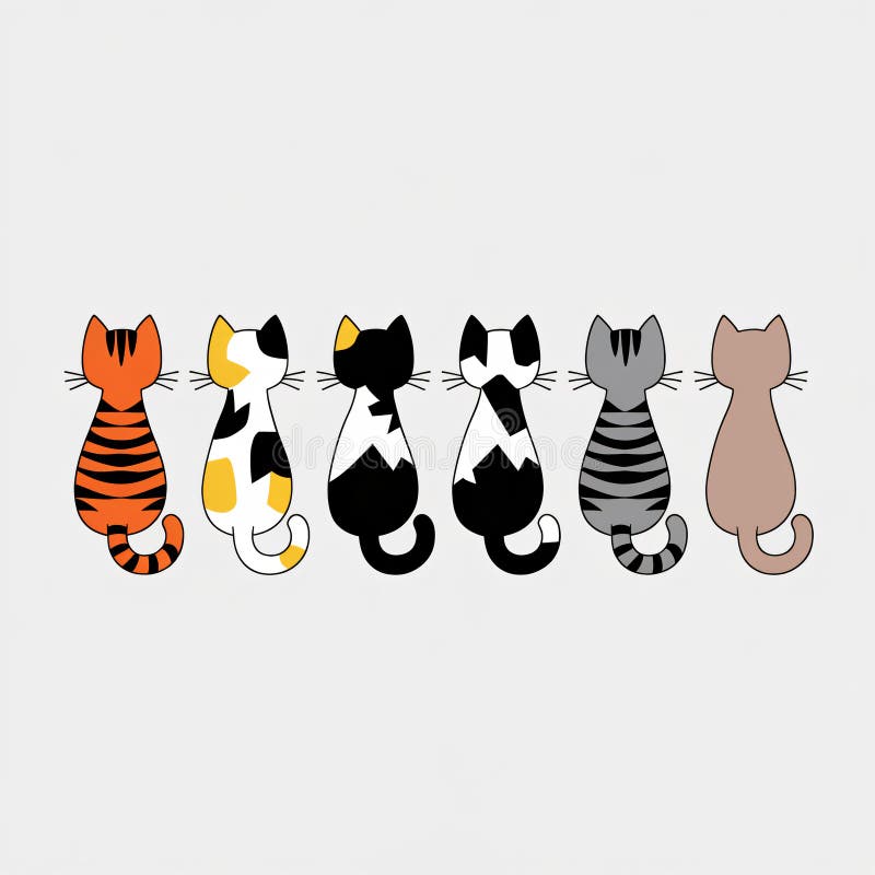 Cartoon cat back side stock illustration. Illustration of domestic ...