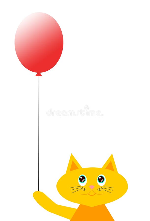 Cartoon Cat with Balloon stock illustration. Illustration of cartoon ...