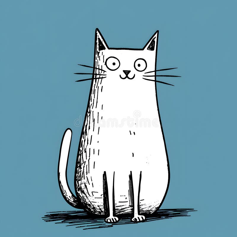 Cartoon Cat on Blue Rectangle Drinkware Background Stock Image - Image ...