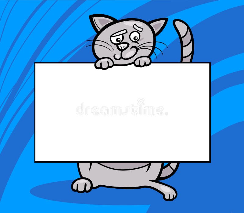 Cartoon Cat with Board or Card Stock Vector - Illustration of banner ...