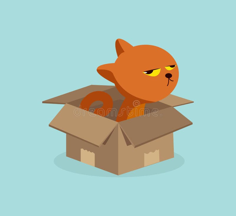 Cartoon cat in the box stock vector. Illustration of cute - 128915751