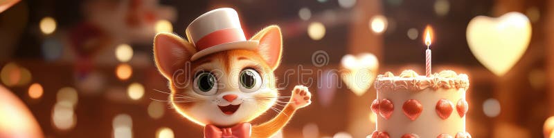 Cartoon Cat with Cake. Selective Focus Stock Photo - Image of animal ...