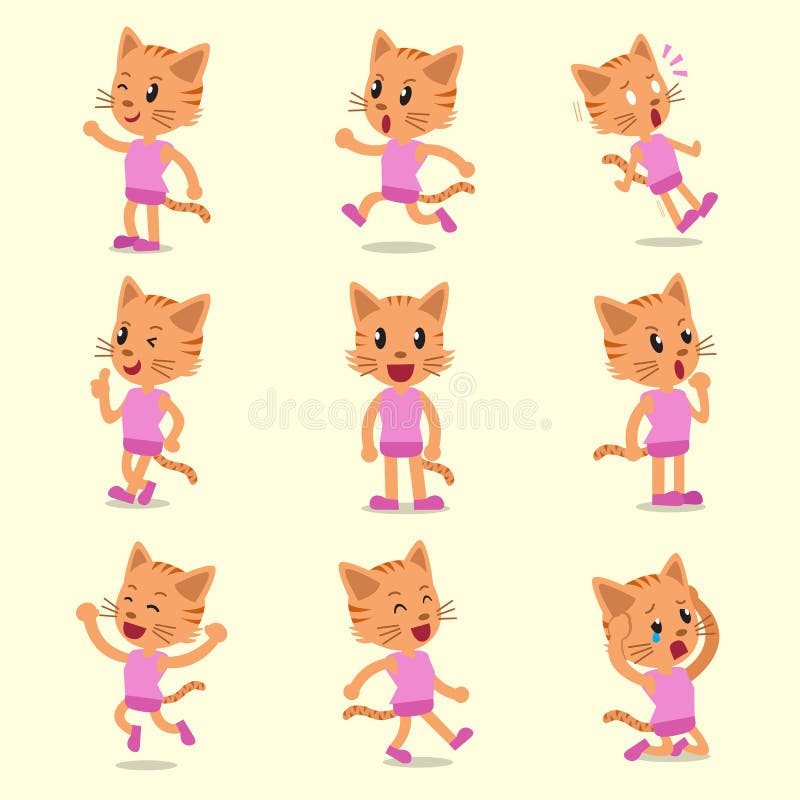 Cartoon Cat Character Poses Stock Illustrations – 1,472 Cartoon Cat ...