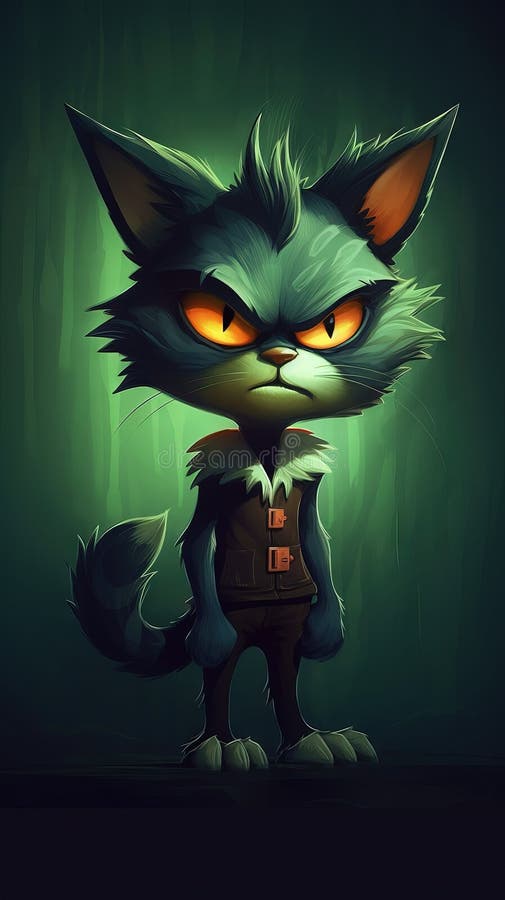 Illustrated Cartoon Characters on Dark Background. Stock Illustration ...