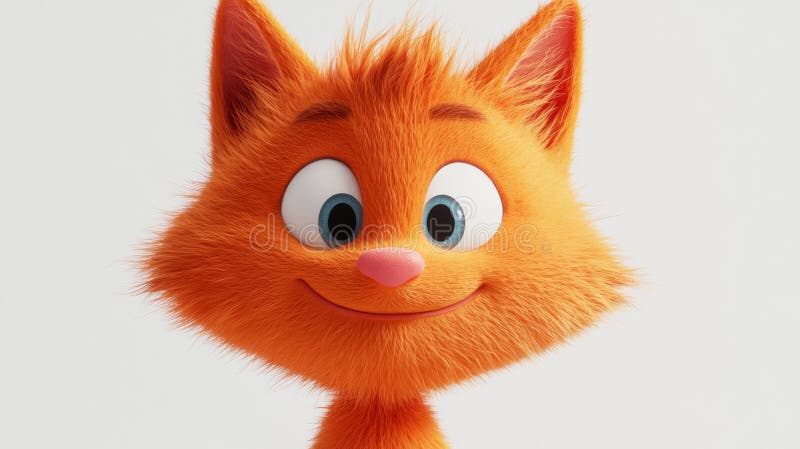 The Cartoon Cat is Fluffy, Orange, and Has an Angry Expression Stock ...