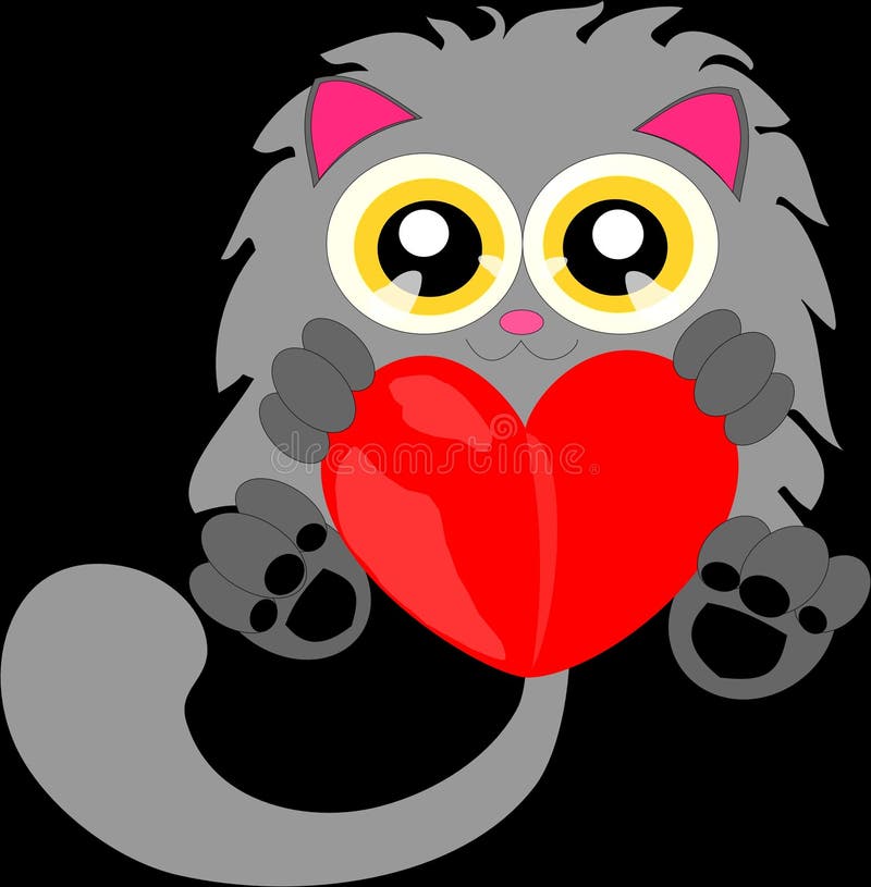 Cartoon cat with heart 1 stock illustration. Illustration of animal ...