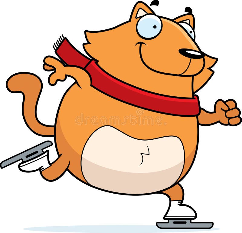 Cartoon Cat Ice Skating stock vector. Illustration of cartoon - 47023909