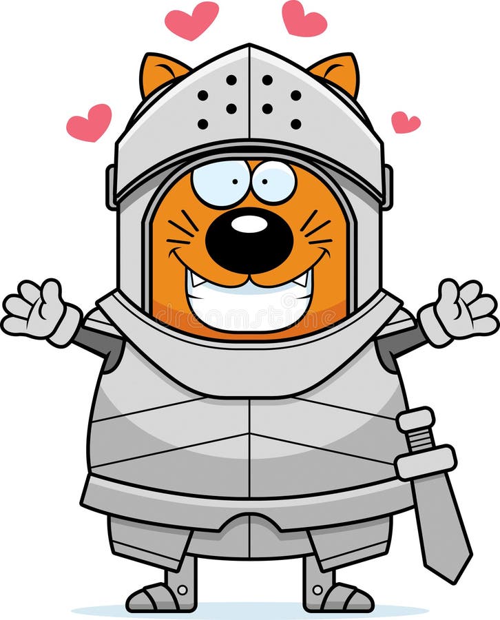 Cartoon Cat Knight Hug stock vector. Illustration of affection - 115961706