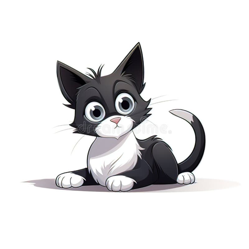 Cartoon Cat is Laying on the Floor on White Background Stock ...