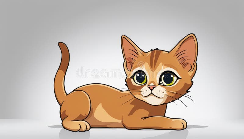 A Cartoon Cat with a Long Tail Stock Illustration - Illustration of ...