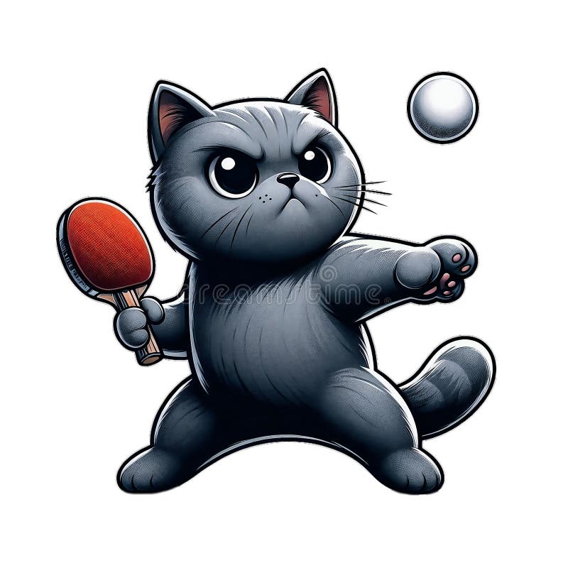 Cartoon Cat Playing Ping Pong, AI-generated. Stock Illustration ...