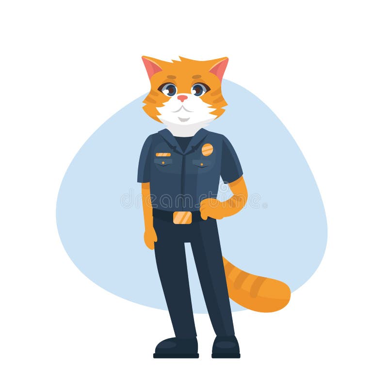 Cartoon Cat Policeman in Uniform. Flat Vector Illustration Stock Vector ...
