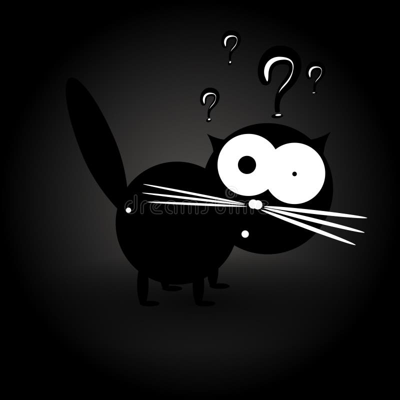Cartoon Cat and Question Marks. Vector Stock Vector - Illustration of ...