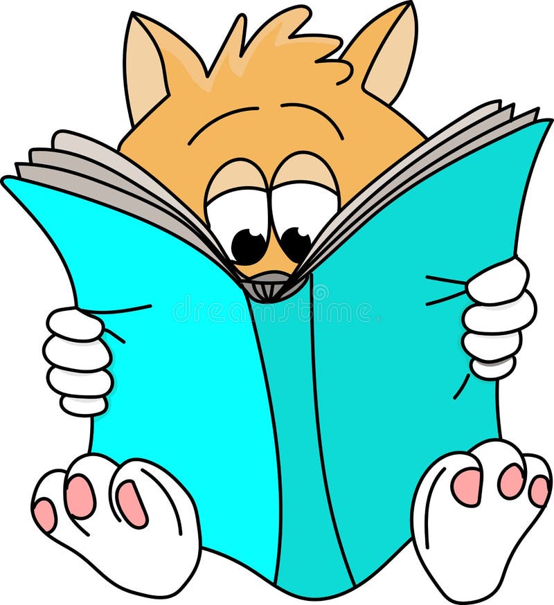 Cartoon Cat Reading a Book Vector Illustration Stock Vector ...