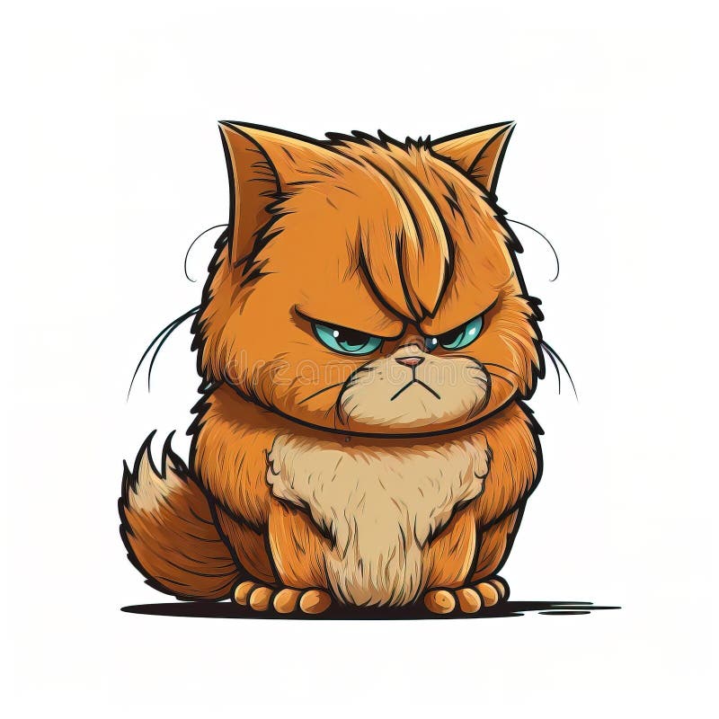 A Cartoon Cat with a Sad Look on Its Face and Eyes Stock Illustration ...