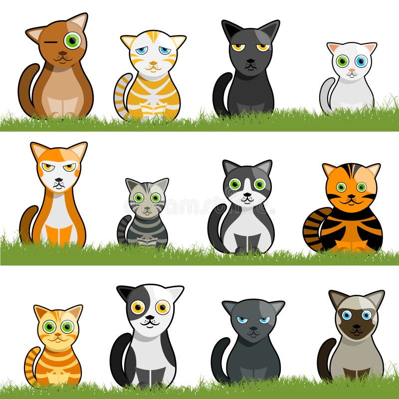 Cartoon cat set stock vector. Illustration of outline - 16148646