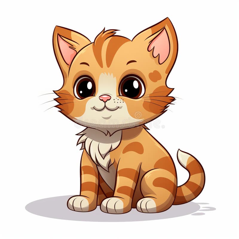 A Cartoon Cat Sitting Down with a Big Smile on Its Face Stock ...