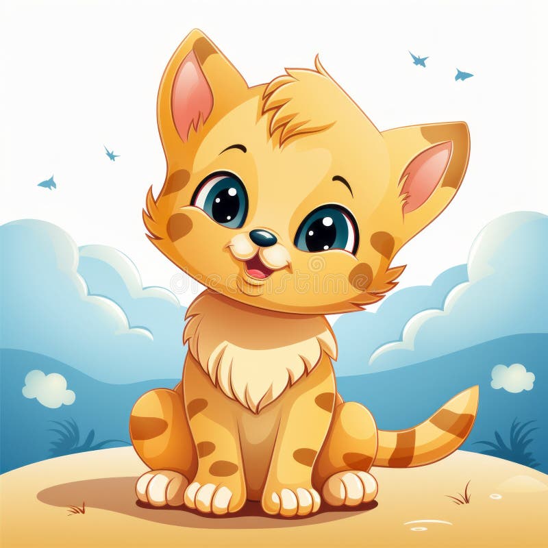 A Cat is Sitting in the Clouds Looking Up at the Sky Stock Image - Image of inquisitive, funny ...