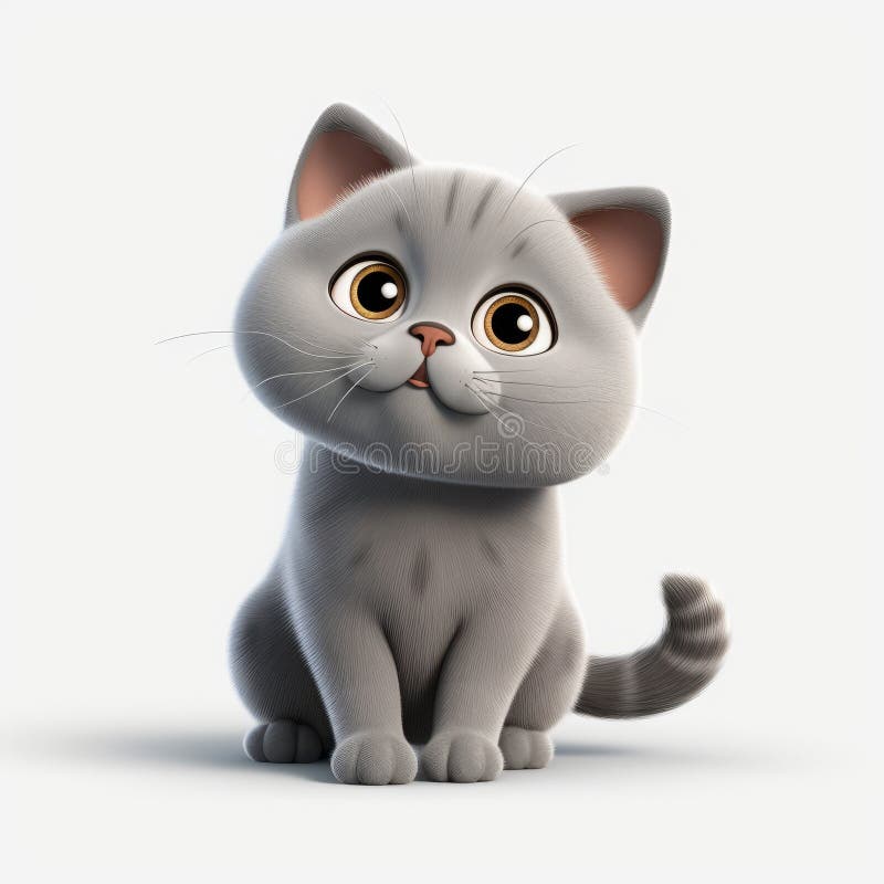 A Cartoon Cat Sitting Looking at Camera Stock Illustration ...