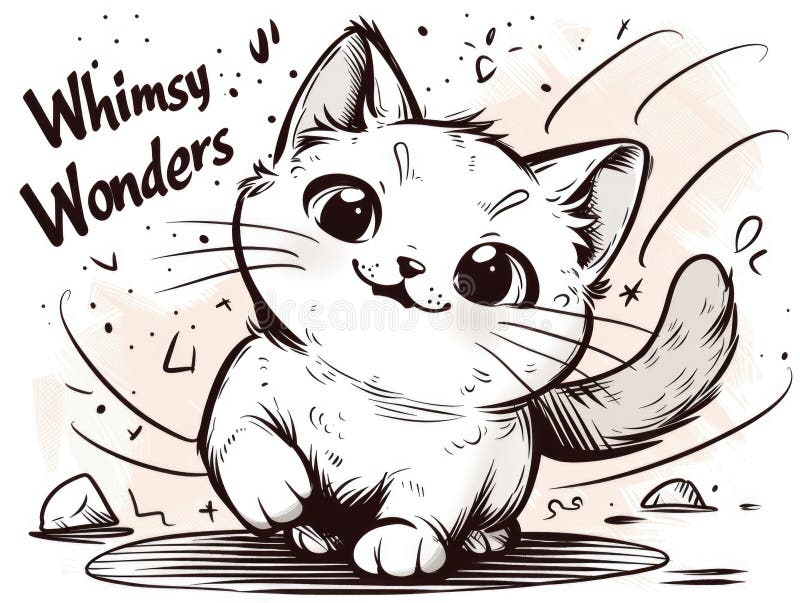 A Cartoon Cat Sitting on Top of a Table Stock Illustration ...