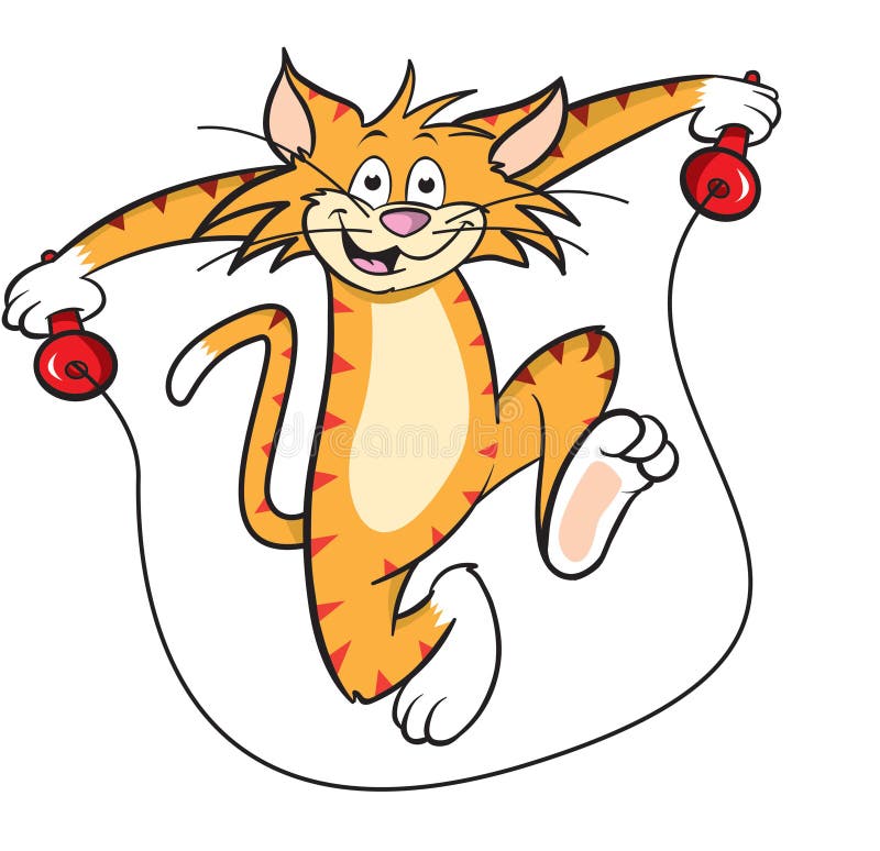 Cartoon Cat with Skipping Rope Stock Vector - Illustration of cartoons ...