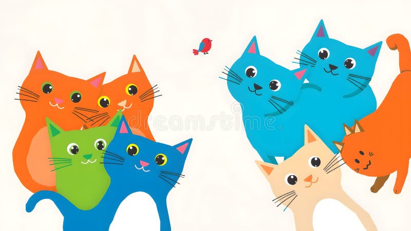 Cartoon Cat is Smiling and Making a Funny Face Stock Illustration ...