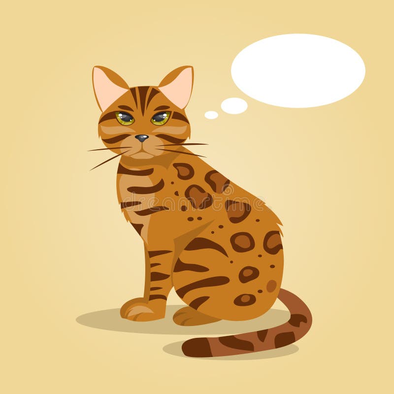 Cartoon Cat Thinks. Vector Illustration Stock Vector - Illustration of ...