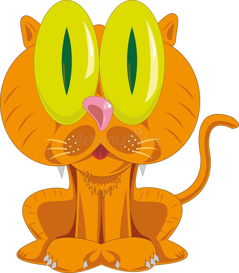 Cartoon Cat or Tiger stock illustration. Illustration of wild - 41336021