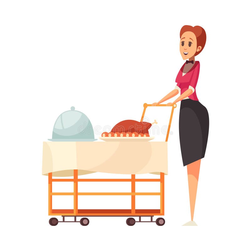 Cartoon Catering Waitress stock vector. Illustration of cuisine - 257747791