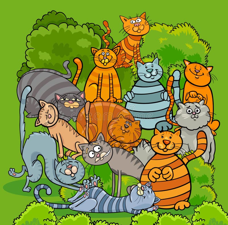 Cartoon Cats and Kittens Animal Comic Characters Group Stock Vector ...