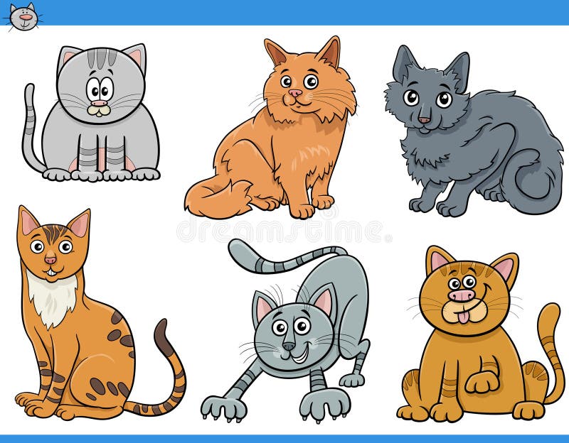 Cartoon Cats and Kittens Comic Characters Set Stock Vector ...