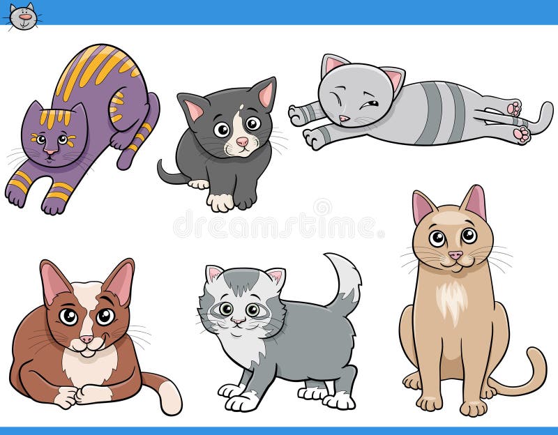 Cartoon Cats and Kittens Comic Characters Set Stock Vector ...