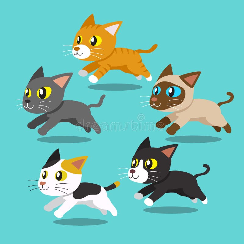 Cartoon cats running stock vector. Illustration of cartoon - 72645637