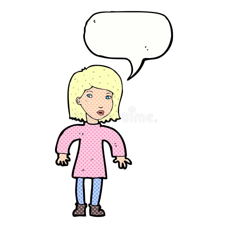 Cartoon Cautious Woman with Speech Bubble Stock Illustration ...
