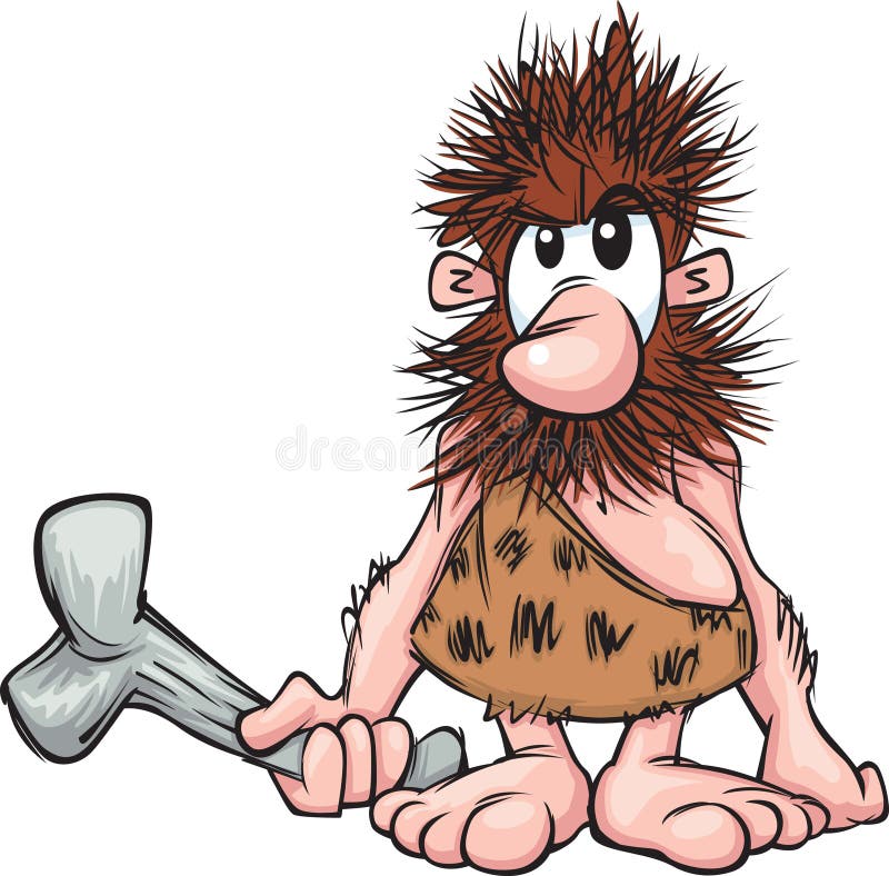 A Cartoon Caveman With Hammer And Chisel Stock Vector - Illustration of ...