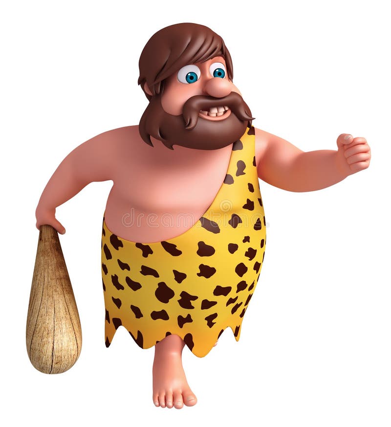 Cartoon Caveman with Running Pose Stock Illustration - Illustration of ...