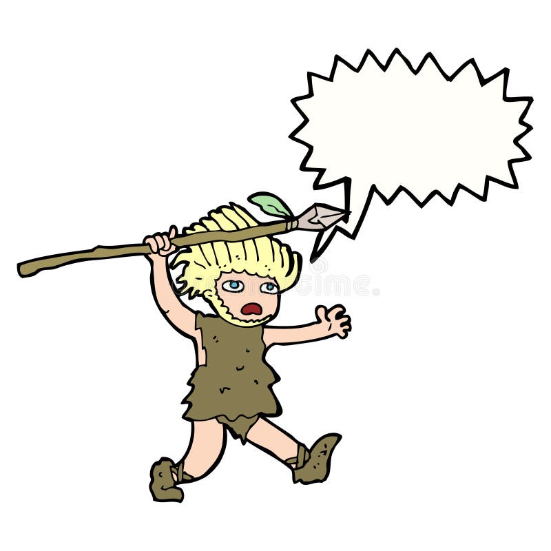 Cartoon Caveman with Speech Bubble Stock Illustration - Illustration of ...