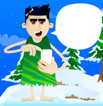 Caveman Using a Mobile Phone. Stock Vector - Illustration of hand ...