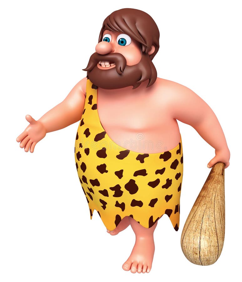 Cartoon Caveman with Walking Pose Stock Illustration - Illustration of ...
